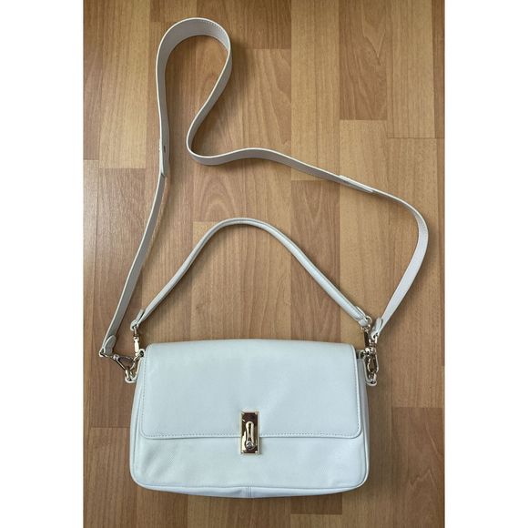 Levenger | Bags | Levenger White Leather Crossbody Shoulder Bag Purse ...